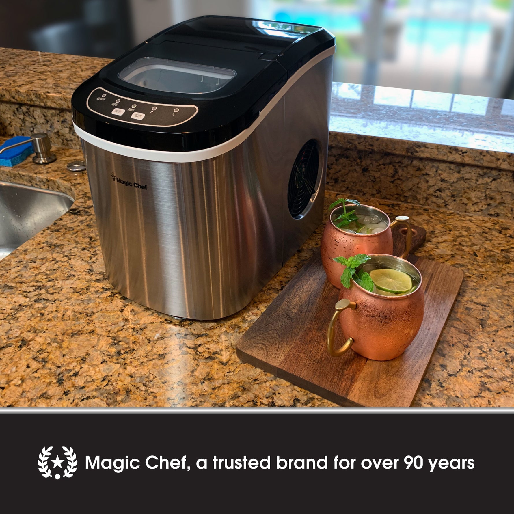 The Magic Chef Countertop Ice Maker can make up to 27 lbs. of ice per ...